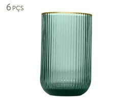 Jogo de Copos Cameratta com Borda Dourada Verde | Westwing