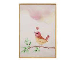 Quadro Passarinho Bege e Rosa | Westwing