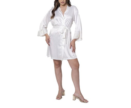 Robe Curto em Cetim Liso Off-White | Westwing